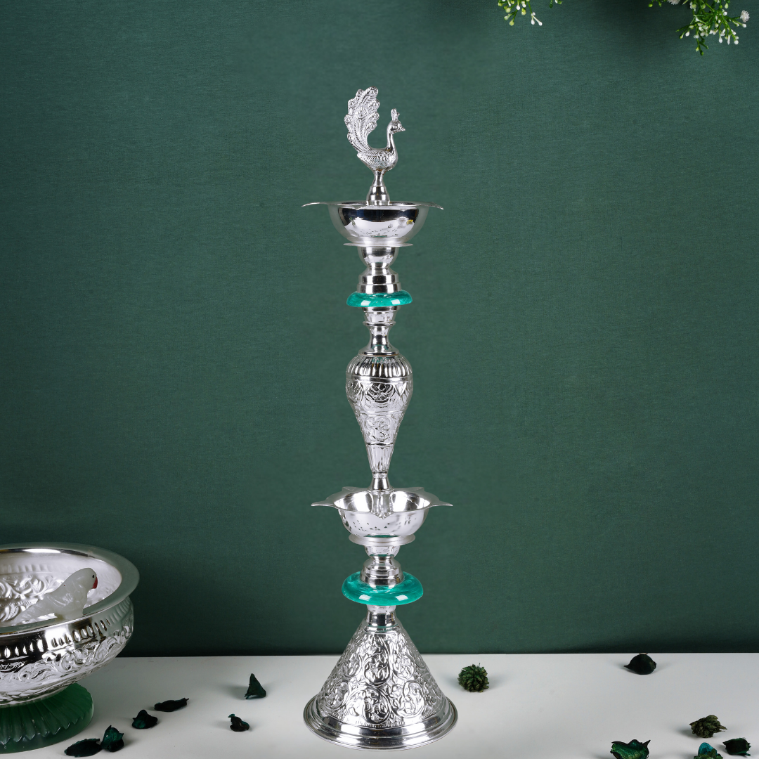 Peacock Samai - Traditional Lamp Samai - Silver Lamp