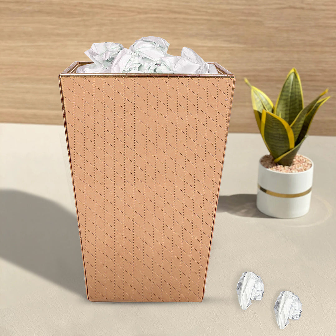 Dustbin - Copper Burberry Leatherette- Dustbin for Home, Office