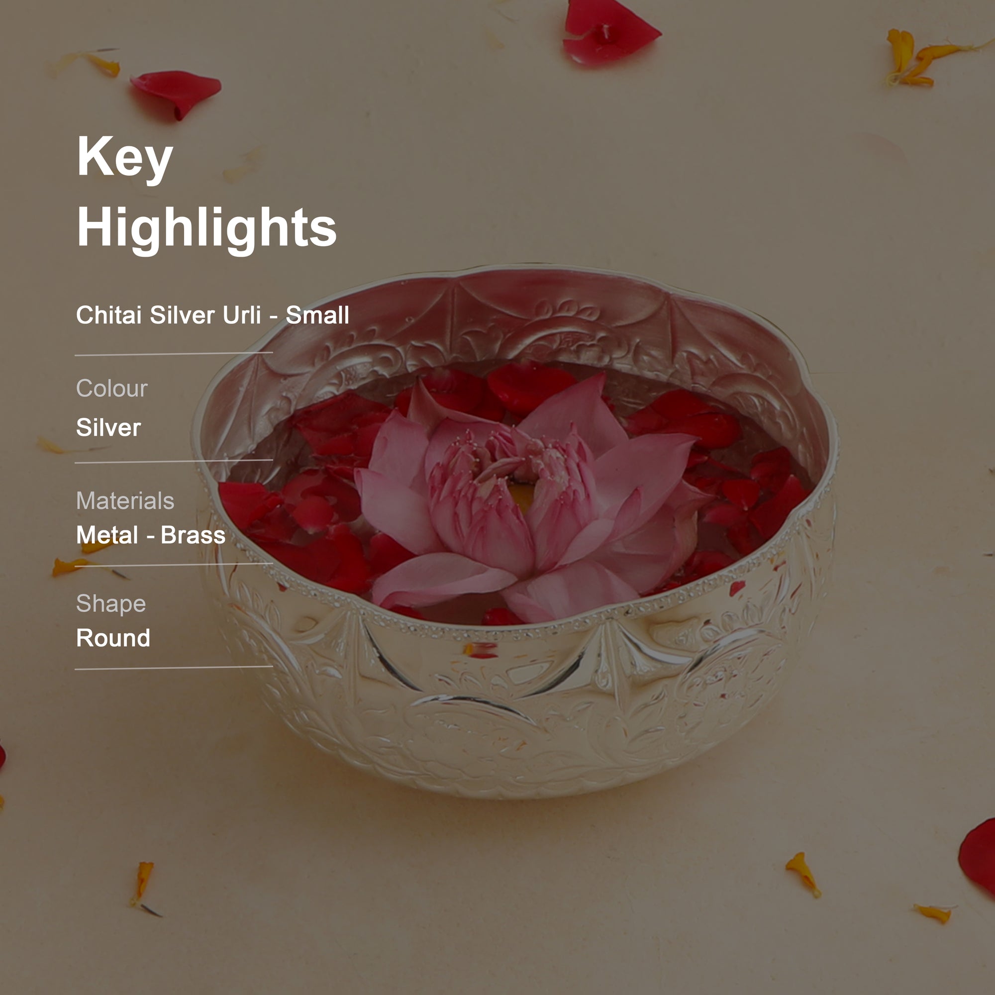 Chitai Silver Urli 7 Inch (Small) - Decorative Urli