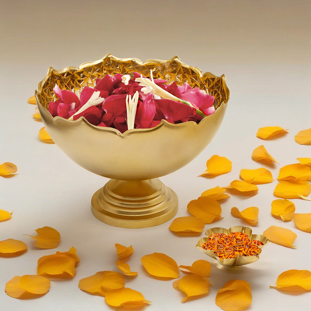 Gold Mosaic Urli with Base 12" - Decorative Urli