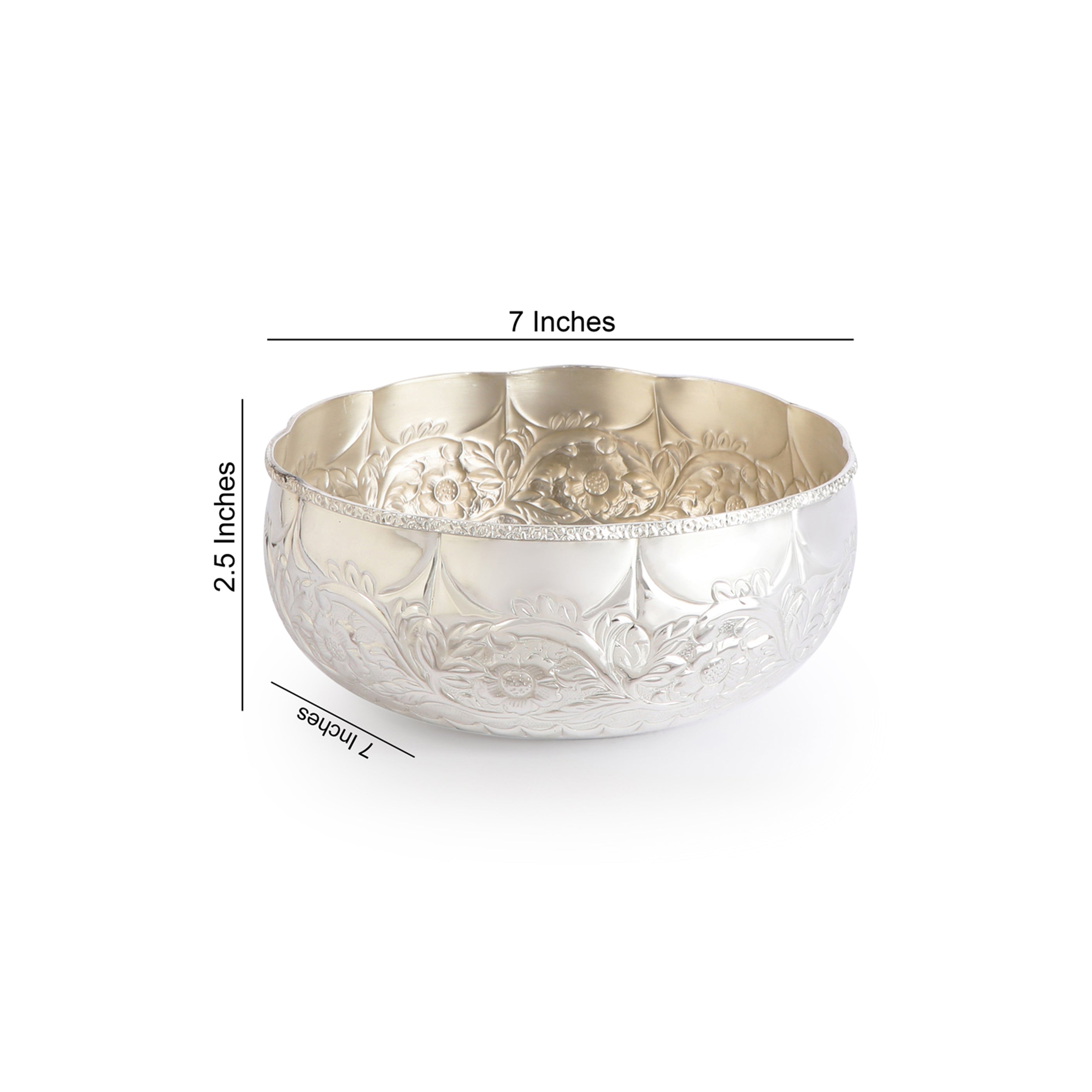Chitai Silver Urli 7 Inch (Small) - Decorative Urli